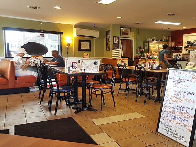 A slice of Americana served with a side of Jersey attitude. These diners aren't just eating breakfast; they're participating in a time-honored ritual of eggs and gossip.