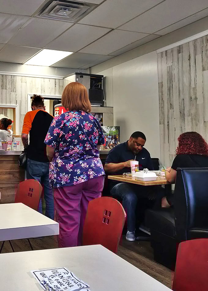 A slice of local life! These diners know the secret: good food tastes even better when shared with good company.