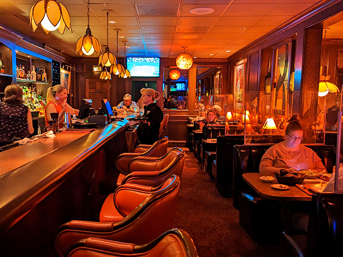 Where everybody knows your name! The bar area buzzes with the energy of friends old and new, united by good food and drink.
