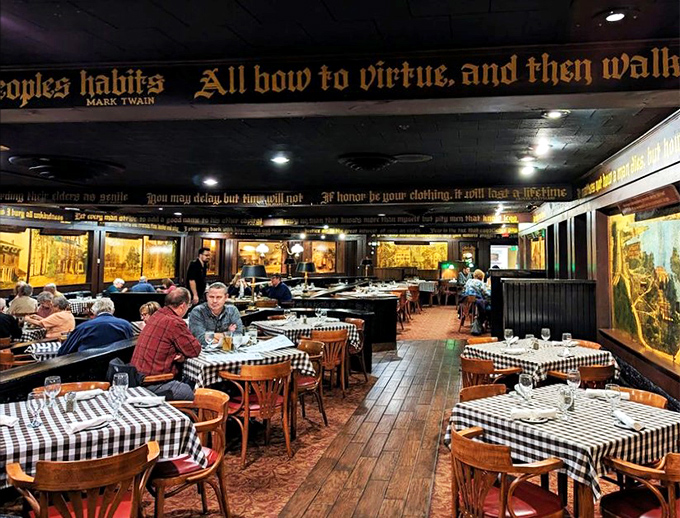 Where strangers become friends over shared plates and laughter. This bustling dining room is the heart of Marshall's culinary scene.