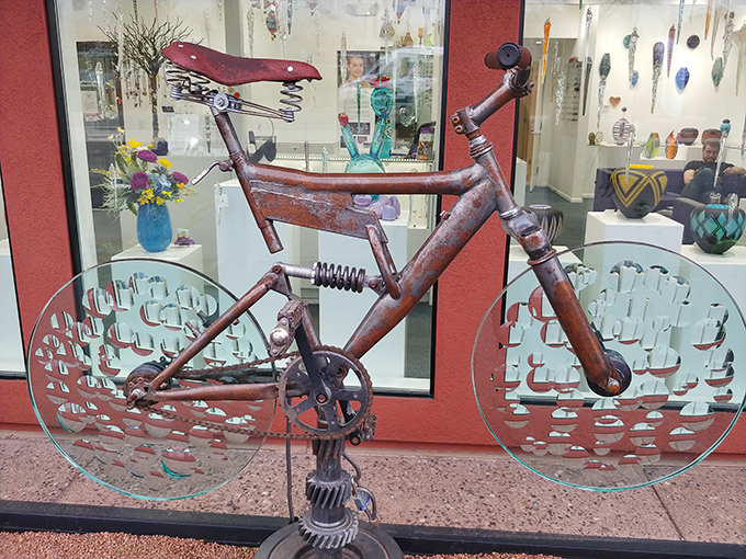 Pedal into the surreal! This glass-wheeled bicycle proves that at The Melting Point, even the most ordinary objects become extraordinary.