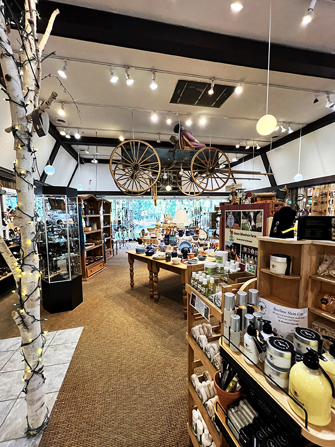 Step into Vermont's cozy living room! With wagon wheels overhead and treasures all around, it's like your cool aunt's house&hellip; if she collected everything awesome.