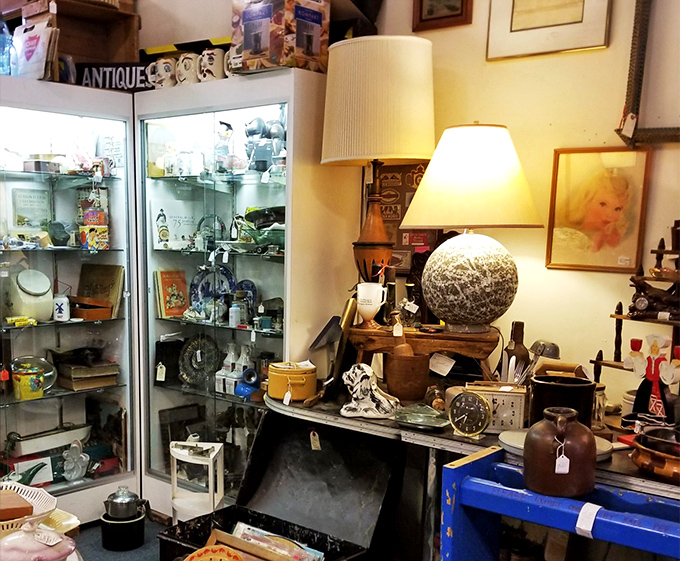 Illuminating finds at every turn! This lamp-laden corner could light up your life or at least your living room with vintage charm.