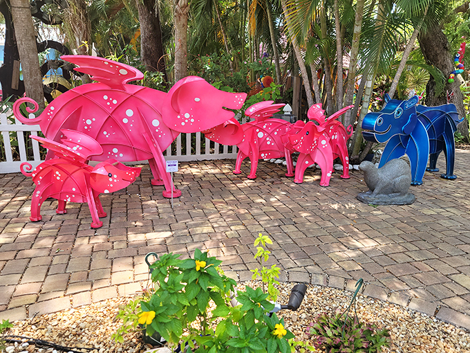 Pink elephants? That's so last century. These bubblegum piggies are the new spirit animals of the art world. Oink if you love color!