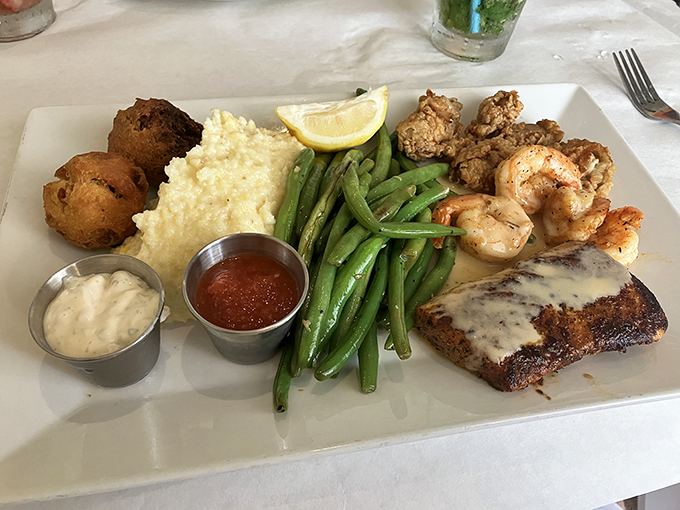 Talk about a Southern smorgasbord! This platter is like a culinary tour of the coast, no passport required. Bring your appetite and sense of adventure!