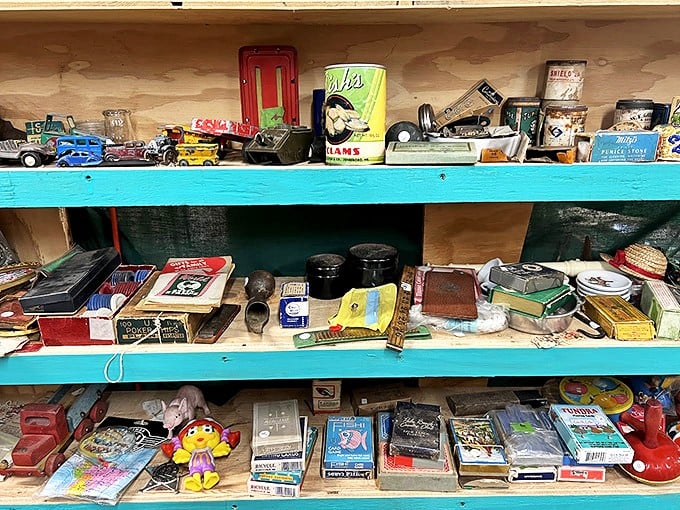 A feast for the eyes and the imagination! These shelves are like a time capsule of childhood dreams and bygone eras.