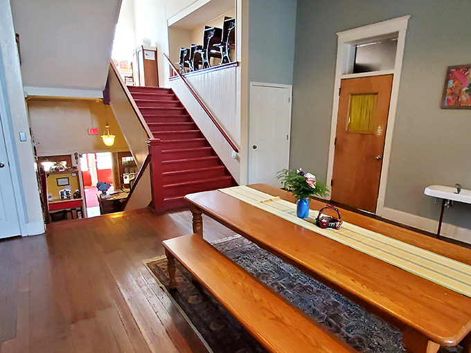 These stairs lead to higher learning... in the art of relaxation. No hall pass required for this journey to comfort.