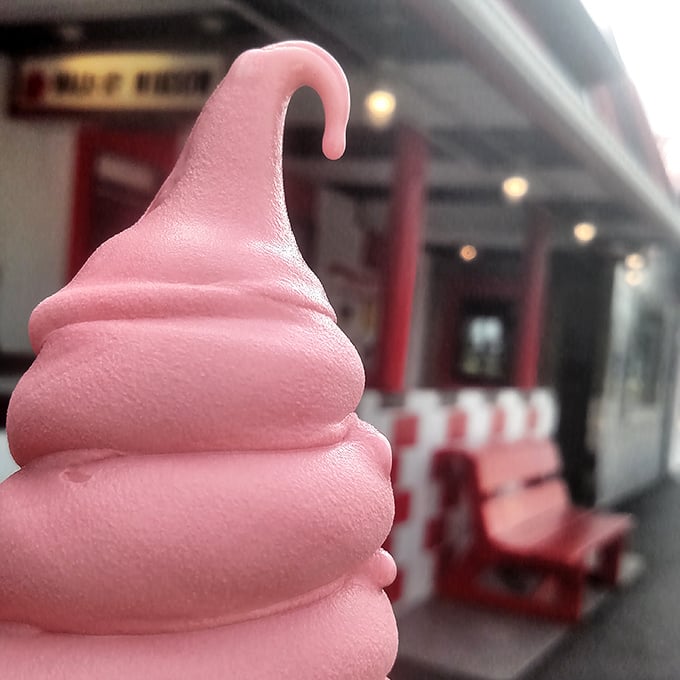 Pretty in pink! This swirl of strawberry bliss is so perfectly coiffed, it could star in its own 1950s sitcom.