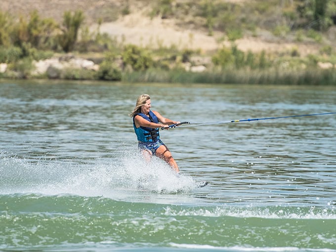 Water skiing wonder: She's not walking on water, but it's pretty darn close! This skier is proving that Sweitzer Lake is nature's ultimate theme park.