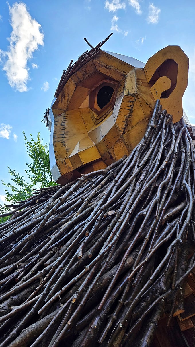 Holy whiskers, Batman! This wooden mustache is so impressive, it could make Tom Selleck consider a career change to "forest guardian."