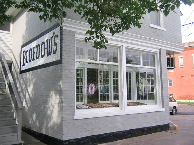 Bloedow's timeless facade: This white brick beauty has been serving up sweetness since before your grandma was born. Some things never go out of style!