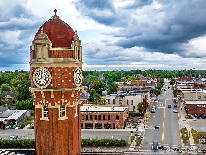 Chelsea's iconic clocktower: Standing tall against a wintry sky, it's the heartbeat of this charming town. Time seems to slow down in its shadow.