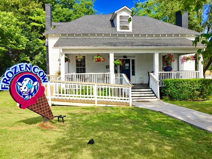 Frozen Cow Creamery: Where ice cream dreams come true! This charming farmhouse is like stepping into a Norman Rockwell painting, but with better desserts.