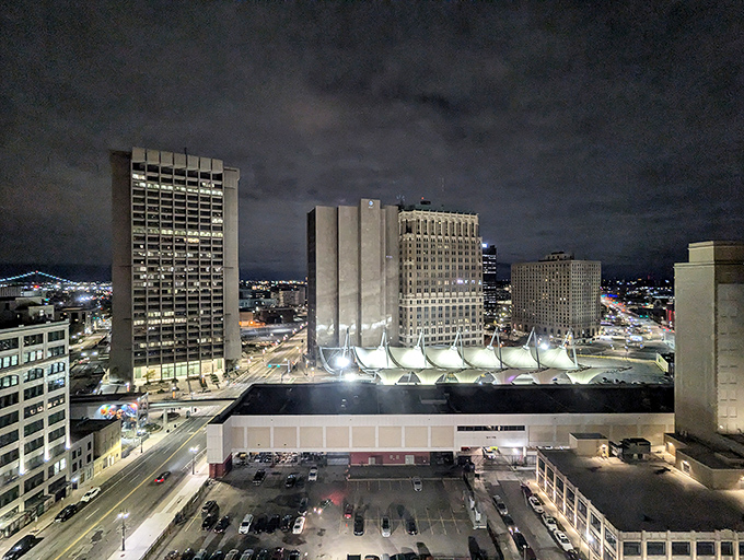 City views that would make even Superman jealous. Motor City's luxury high-rise with a storied past.