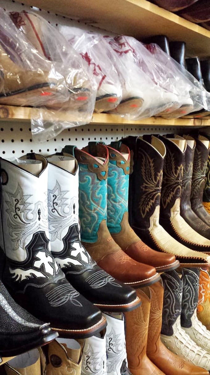 These boots were made for... everything! From line dancing to cattle driving, find your perfect pair in this cowboy's shoe paradise.