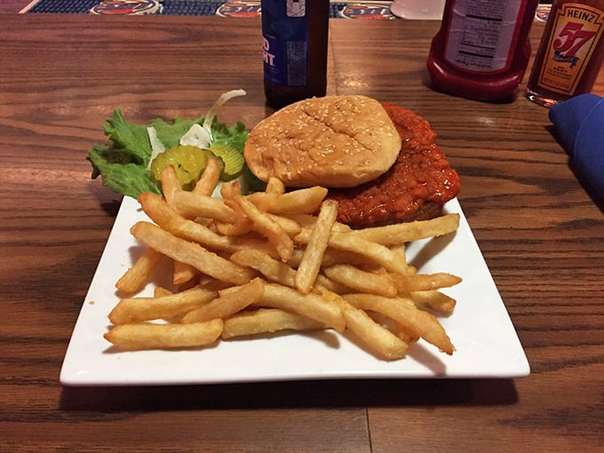 Buffalo chicken sandwich: Bringing the heat like a Yellowstone geyser. Crispy, spicy, and utterly addictive.