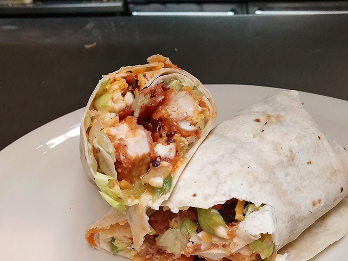 A wrap so stuffed, it's like your suitcase after vacation shopping. Buffalo chicken goodness in every bite!