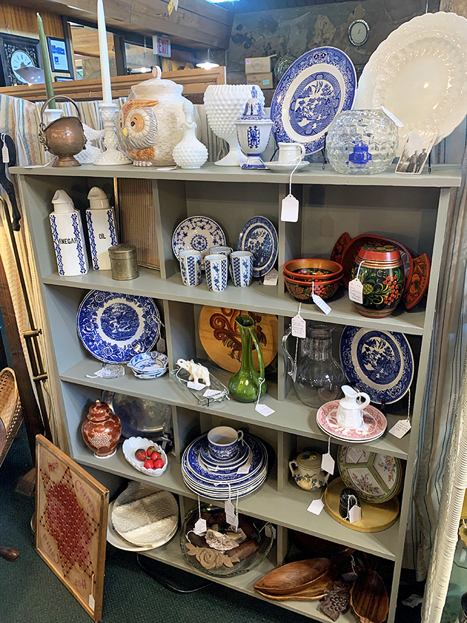 Blue and white china that whispers tales of Sunday dinners past. It's like your great-aunt's best dishes came out to play.