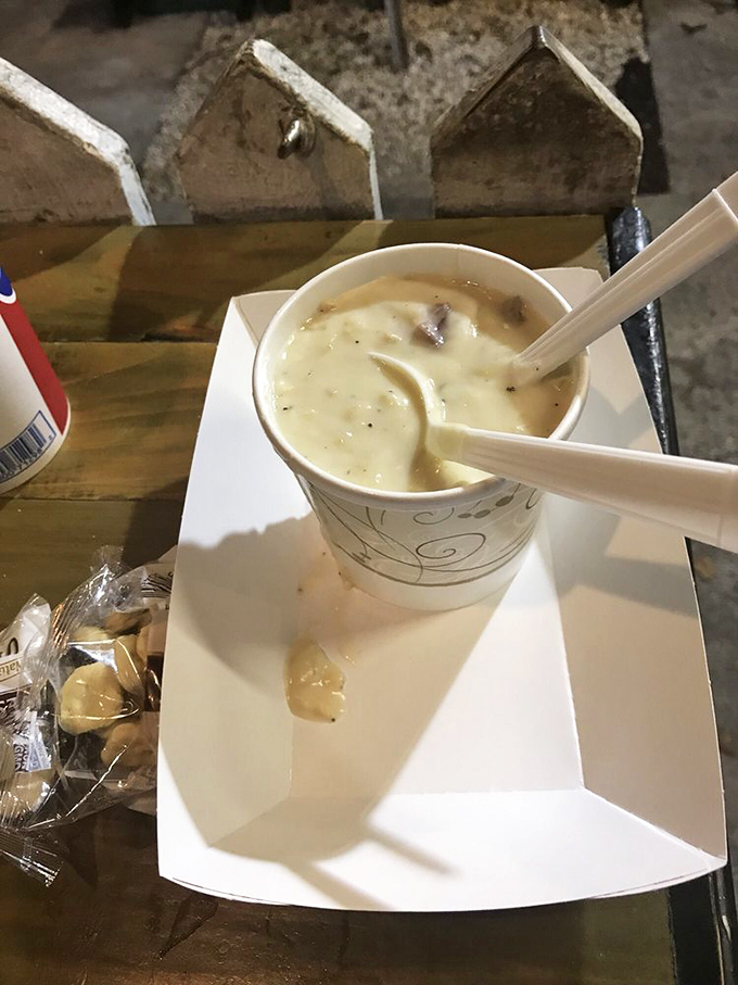 A bowl of comfort with a seaside twist! This creamy clam chowder is like a warm, briny hug for your taste buds.