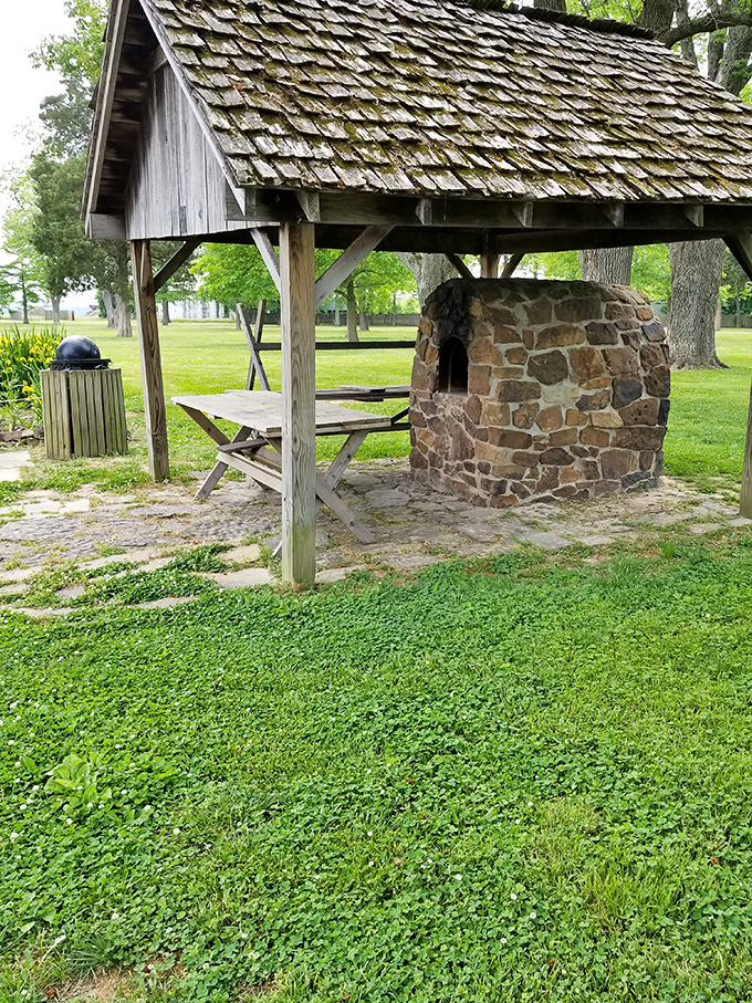 Picnic paradise found! This rustic shelter is the perfect spot for a time-traveling lunch break. Don't forget the hardtack!