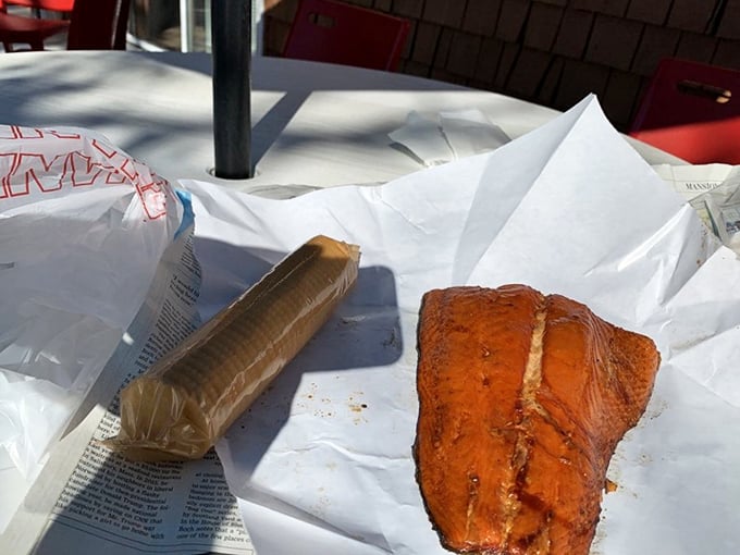 Picnic perfection! Nothing says "I've got my life together" like smoked salmon and Ritz crackers on a sunny day.