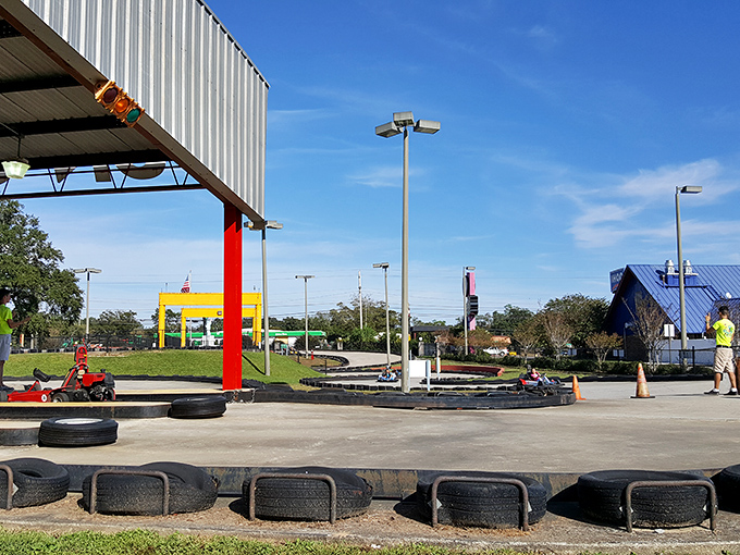 Welcome to fun central! These colorful gates are like a portal to your childhood dreams, minus the homework.