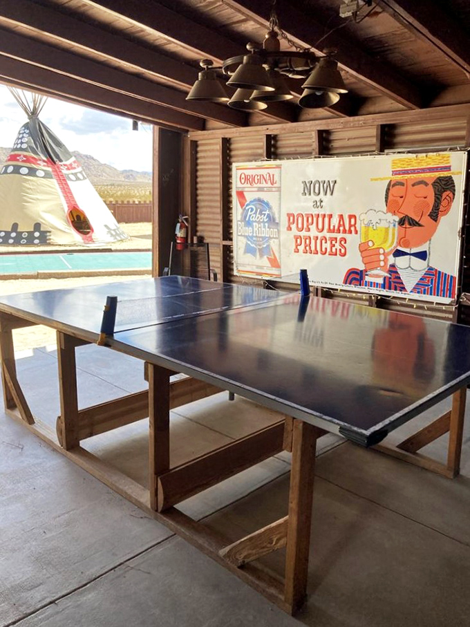 Ping pong with a view! Challenge your travel buddy to a match while soaking in those mountain vistas. Game, set, desert!