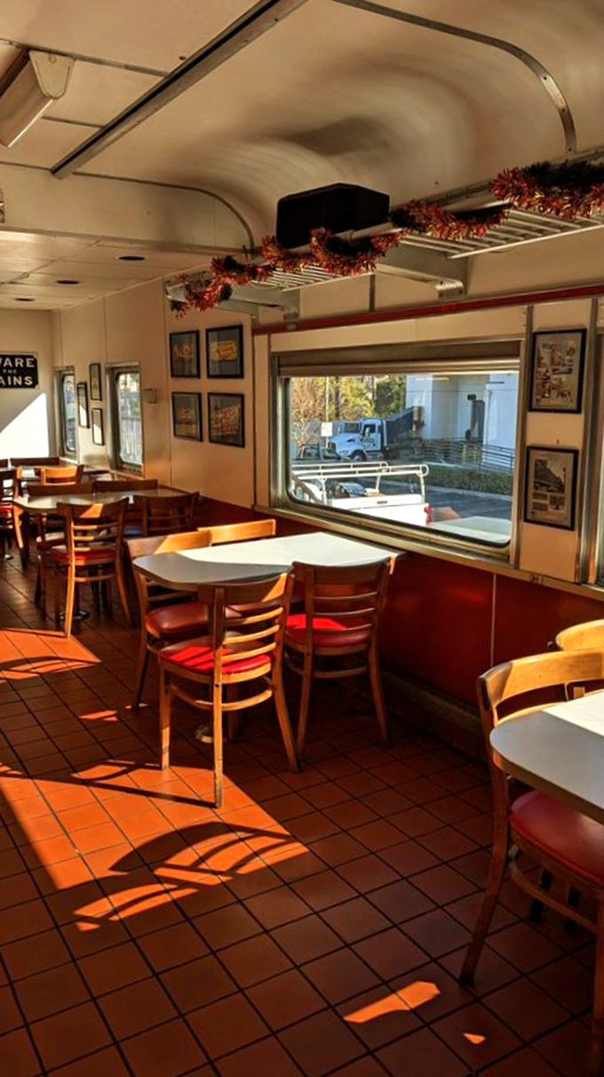 "Beware of trains" indeed! The only danger here is falling head over heels for this charming decor and mouthwatering menu.