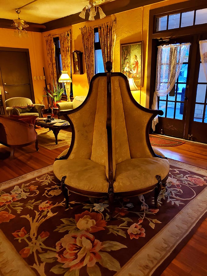 That chair looks like it's seen some things. And by 'things,' I mean probably actual ghosts.