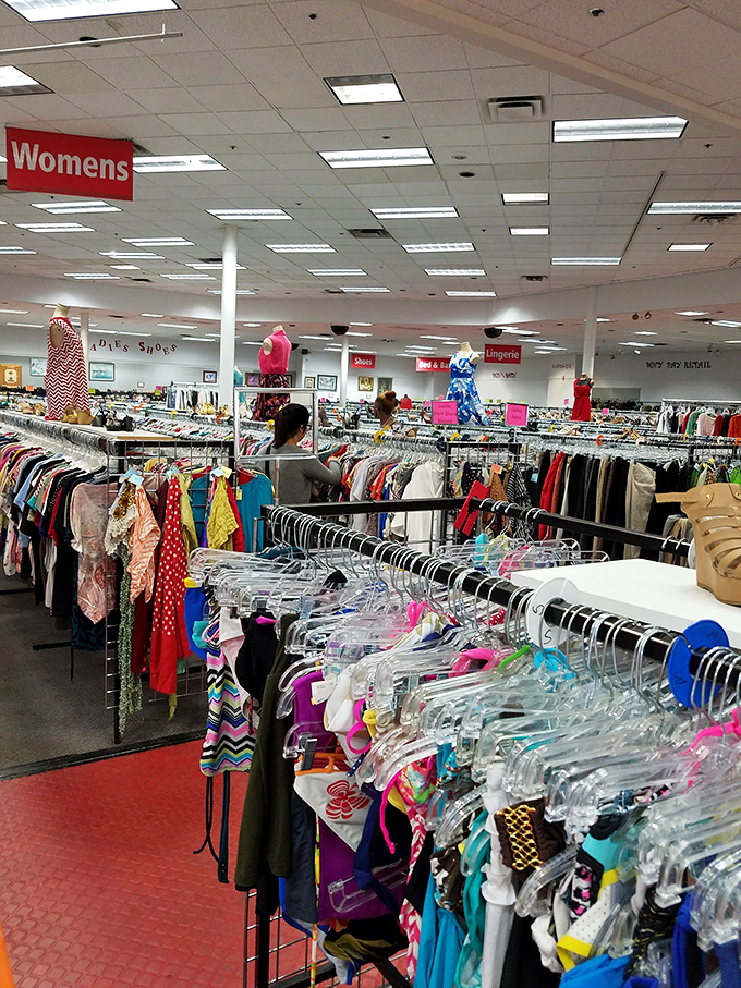 Fashion through the ages! This clothing cornucopia is where vintage vibes meet modern style. It's a runway show spanning decades, no time machine required.