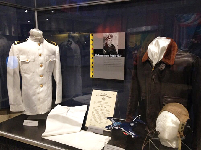 "From Navy blues to cosmic views, Armstrong's journey on display." The exhibit showcasing Neil Armstrong's naval uniforms offers a glimpse into the remarkable career of America's most famous astronaut.
