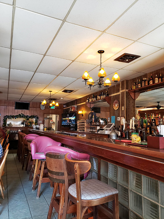 Belly up to this bar of wonders! With more bottles than a recycling center, it's a liquid treasure trove waiting to be explored.