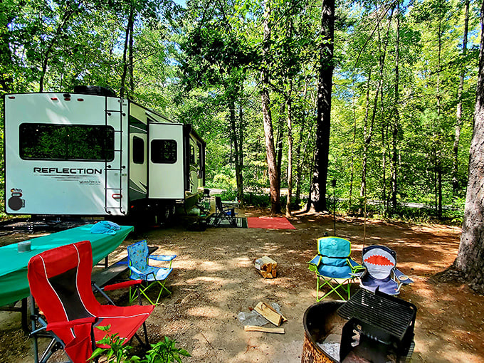 Glamping redefined: Where "roughing it" means choosing between wine or craft beer with your gourmet s'mores. Ah, the great outdoors!