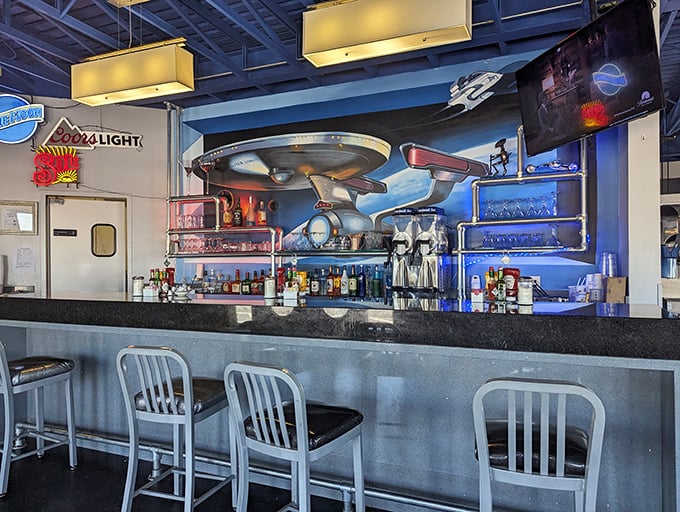 At this cosmic counter, you're more likely to order a Milky Way Milkshake than a Pan Galactic Gargle Blaster. But hey, a space cadet can dream!