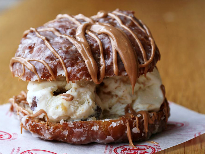Ice cream, you scream! This doughnut ice cream sandwich is the coolest thing since, well, ice cream. It's a party in your mouth, and everyone's invited.