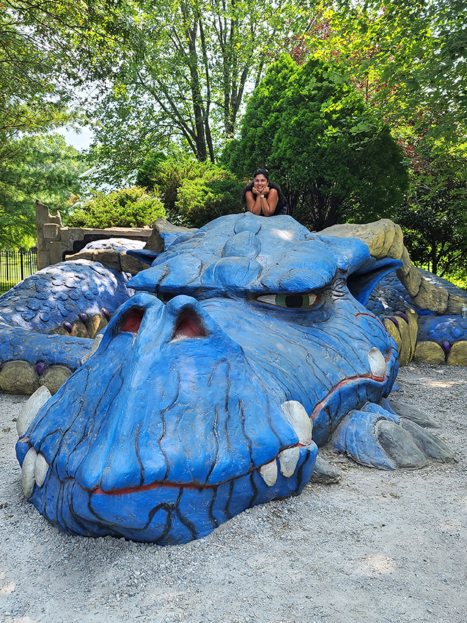 "Talk about a jaw-dropping experience! This blue behemoth gives new meaning to the phrase 'open wide'."