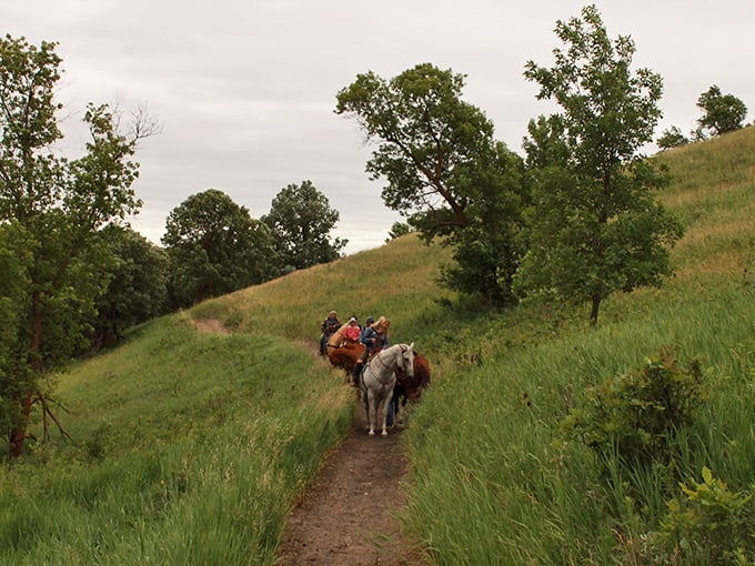 Giddy up! Fort Ransom's horseback riding trails offer a chance to play cowboy without the chaps-induced chafing. John Wayne would be proud.