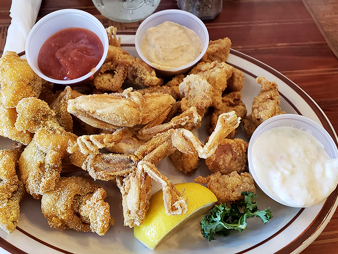 The Marsh Critter Platter: Where land and sea meet on your plate. It's a Florida feast that would make Poseidon and Paul Bunyan equally jealous!