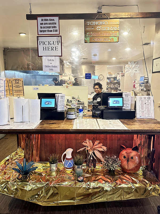 The gateway to gastronomic bliss! This ordering counter is where fry bread fantasies become delicious reality. Choose wisely, my friends.