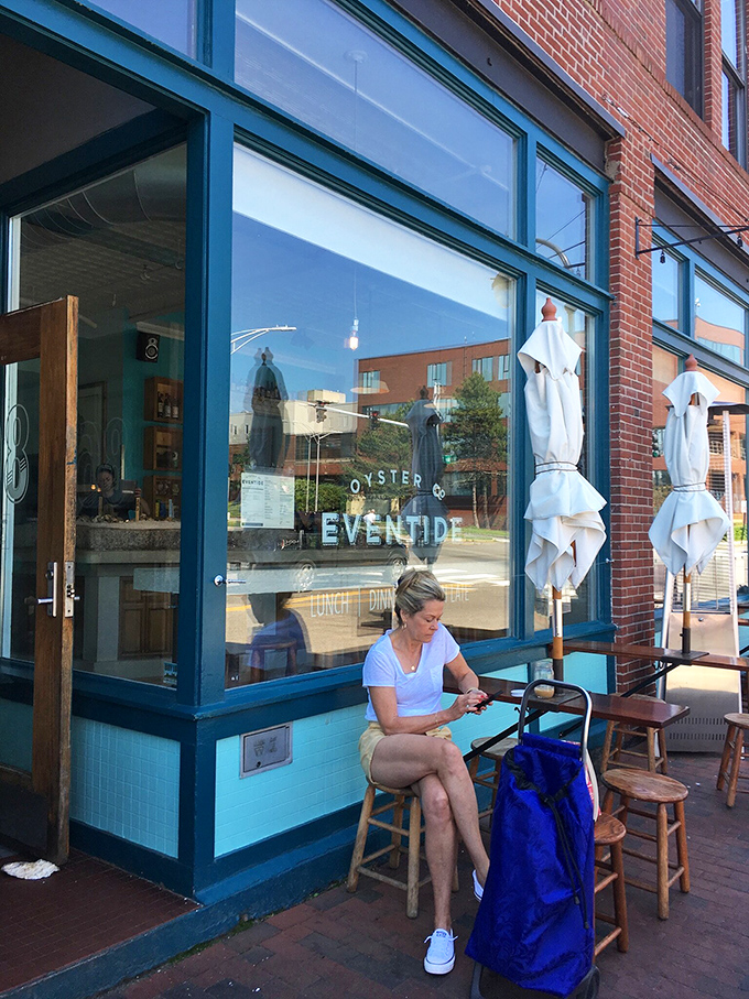 Al fresco feast! Eventide's outdoor seating is the perfect spot to enjoy your seafood with a side of fresh Maine air.