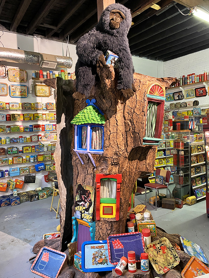 Shelf life: infinite! These walls of nostalgia are stacked higher than a triple-decker sandwich, each box a slice of Americana.