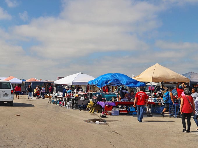 Treasure hunters on the prowl. The thrill of the find is written all over these shoppers' faces as they navigate the bustling aisles.