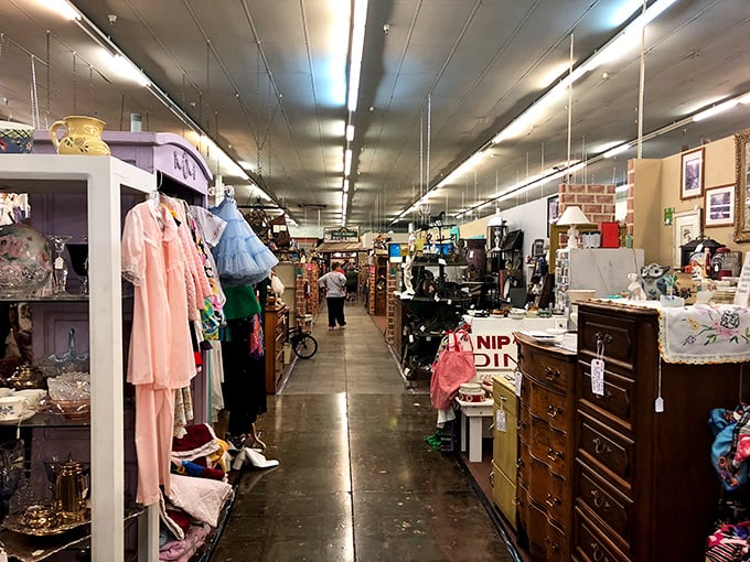 Bargain hunters on the prowl! These aisles are like a real-life "Antiques Roadshow," minus the TV cameras and plus the thrill of the find.