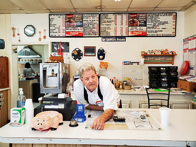 The unsung hero of the diner world! This friendly face behind the counter is ready to serve up smiles, stories, and slices of pie with equal enthusiasm.