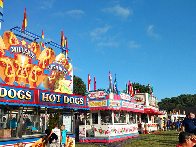 Carnival delights! These food stands are where diets go to die and childhood memories come alive. Pass the corn dogs, please!