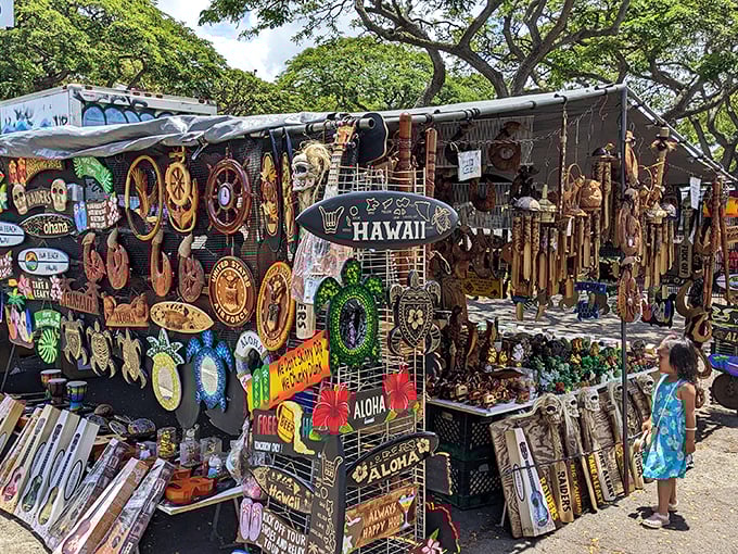 Wooden wonders galore! From tiki gods to hula dancers, these carvings are like a forest of fun. Time to embrace your inner lumberjack-meets-beachcomber!
