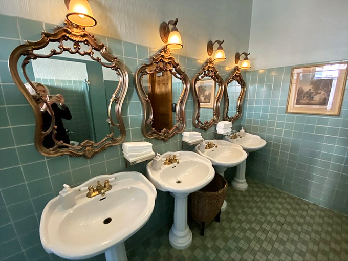 Even the restroom screams luxury. Powder your nose in a setting that's more "Downton Abbey" than downtown Detroit.