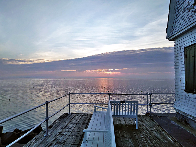 The best seat in the house? This bench has front-row tickets to nature's greatest show: sunrise over the Atlantic.