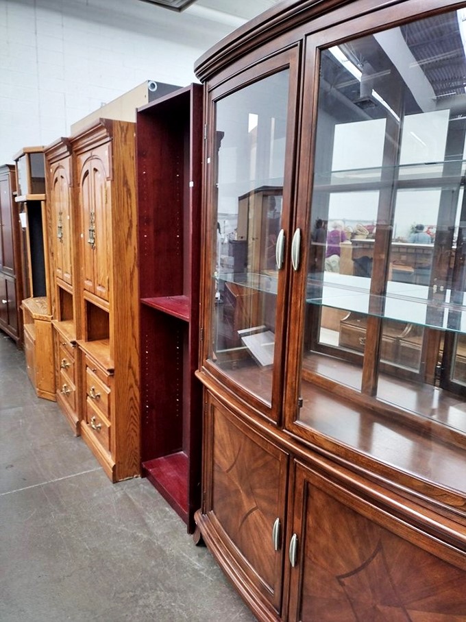 "Cabinets that could tell tales! These wooden wonders are ready to house your china... or your action figure collection. No judgment here!"