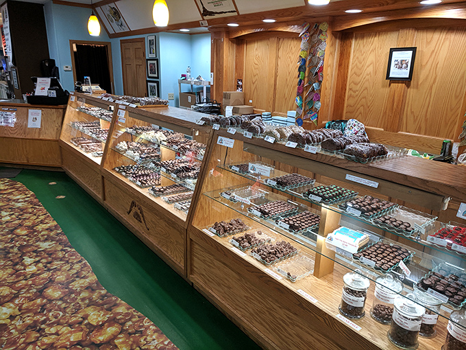 A chocolate lover's version of heaven's pearly gates. This counter holds the key to sugary bliss.